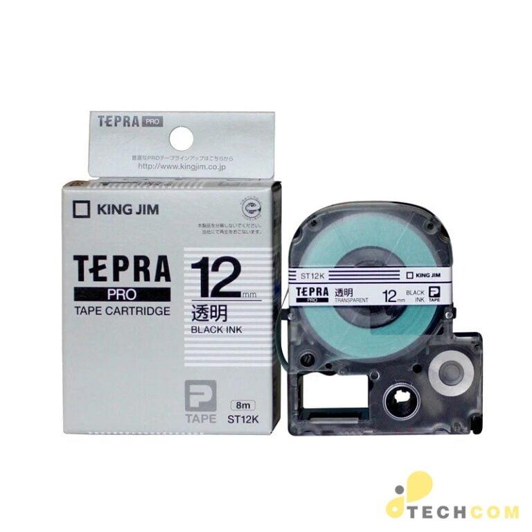 TEPRA ST12K - CHỮ ĐEN NỀN TRONG SUỐT Chính Hãng